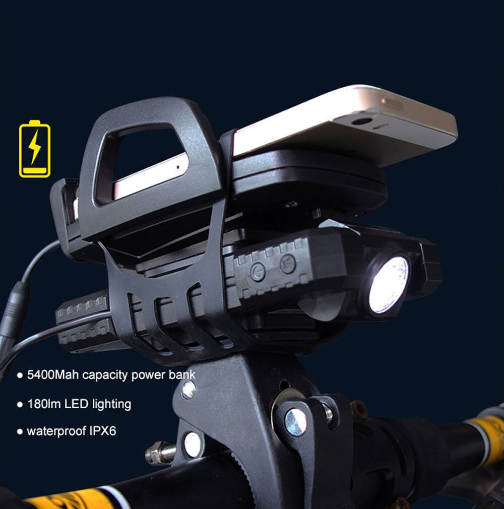 MEILAN 3-In-1 LED Bike Light + Power Bank Phone Charger + Mobile Phone ...