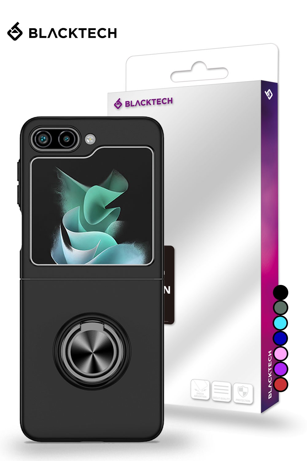 BLACKTECH Protection Cover with Simple Magnet and Ring for Samsung ...